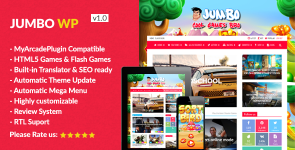 Jumbo-WordPress-Gaming-Arcade-Theme-for-Flash-and-HTML5-Games - WPion